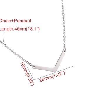 Fashion V Letter Shape Geometric Pendant Necklaces Stainless - Etsy