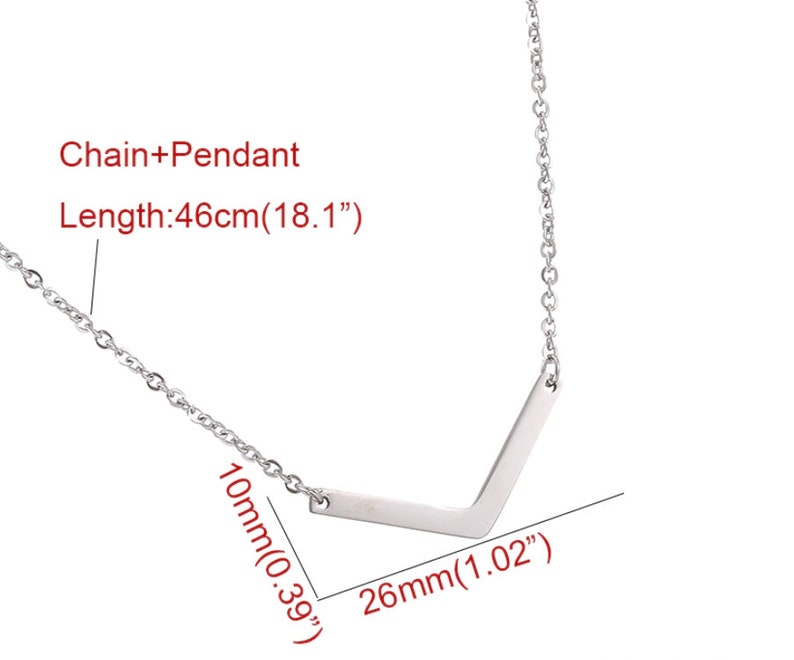 Fashion V Letter Shape Geometric Pendant Necklaces Stainless - Etsy
