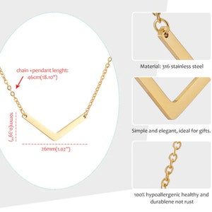 Fashion V Letter Shape Geometric Pendant Necklaces Stainless - Etsy