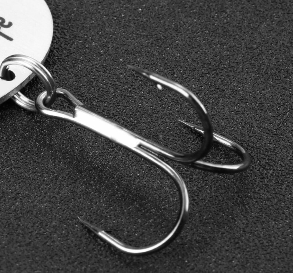 Fishhook Custom Name Couple Keychain Stainless Steel Engraved | Etsy