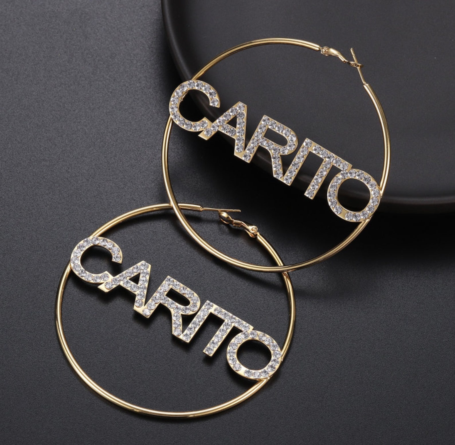 Custom Iced Out Bling Jewelry Personalized Name Large Earrings - Etsy