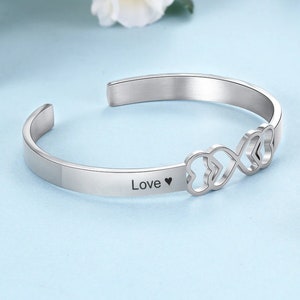 Customized Cuff Bracelets & Bangles With Heart Stainless Steel - Etsy