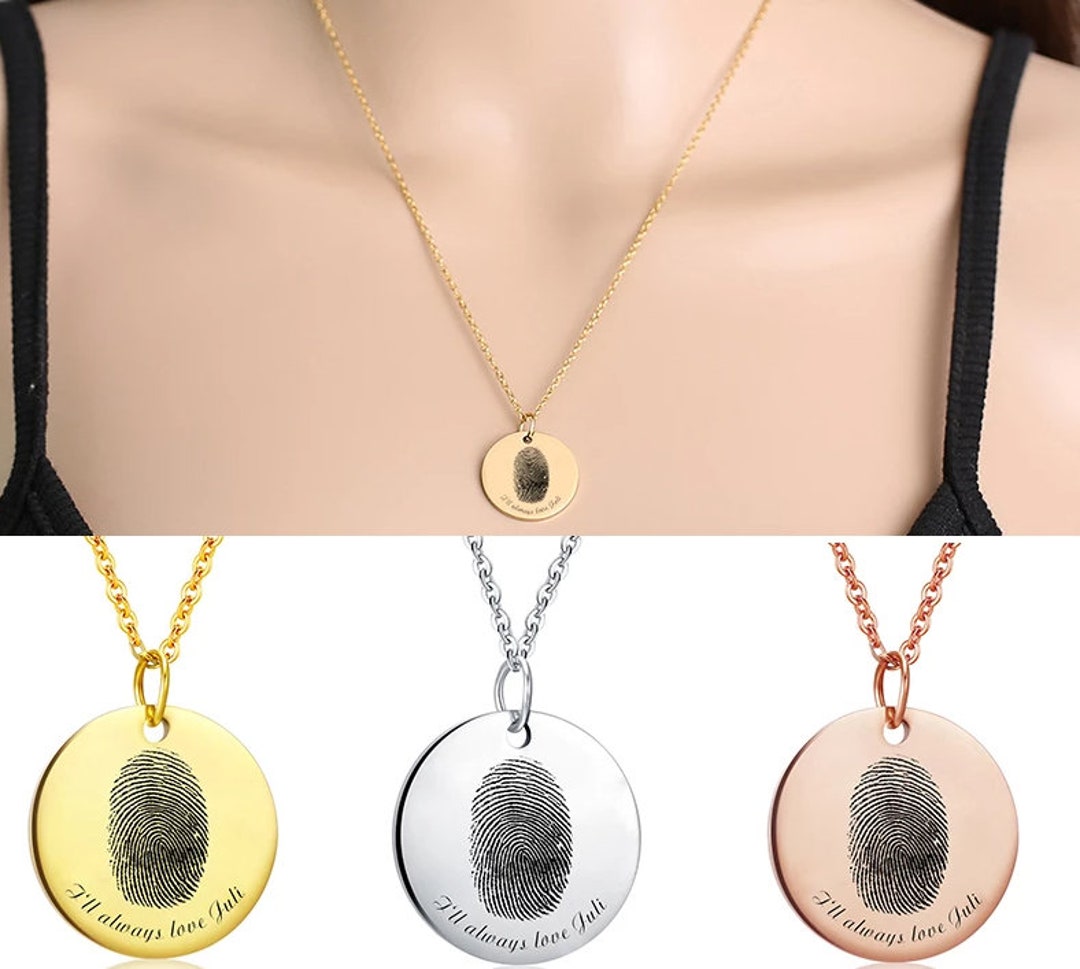 Custom Fingerprint Necklace Personalized Stainless Steel - Etsy