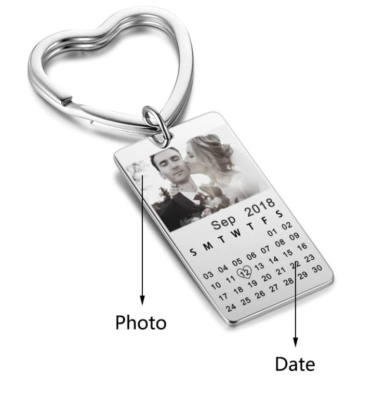 Personalized Custom Photo & Date Key Chains Fashion | Etsy