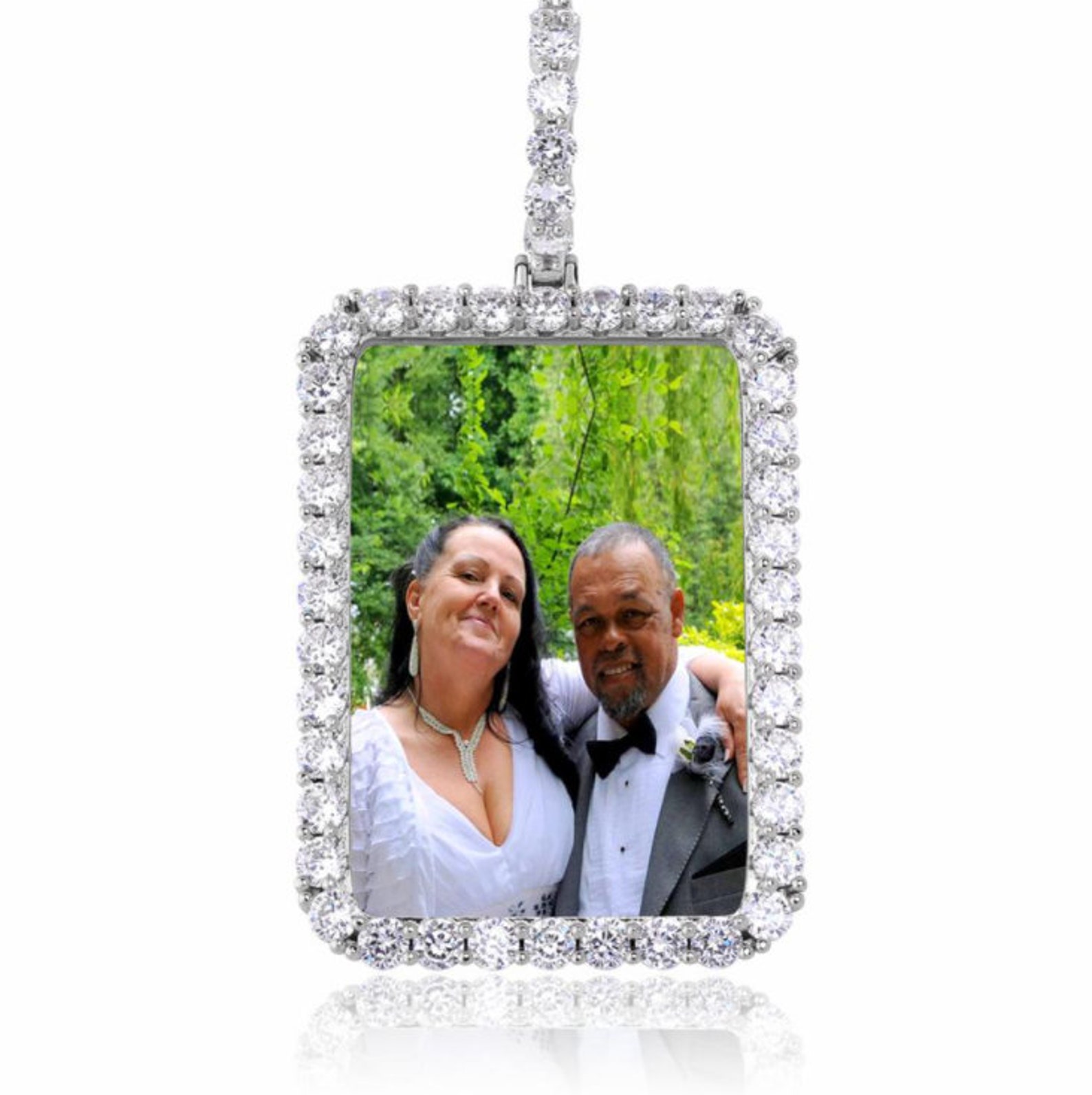 Custom Ice Out Small Size Photo Square Necklace & Pendant With - Etsy