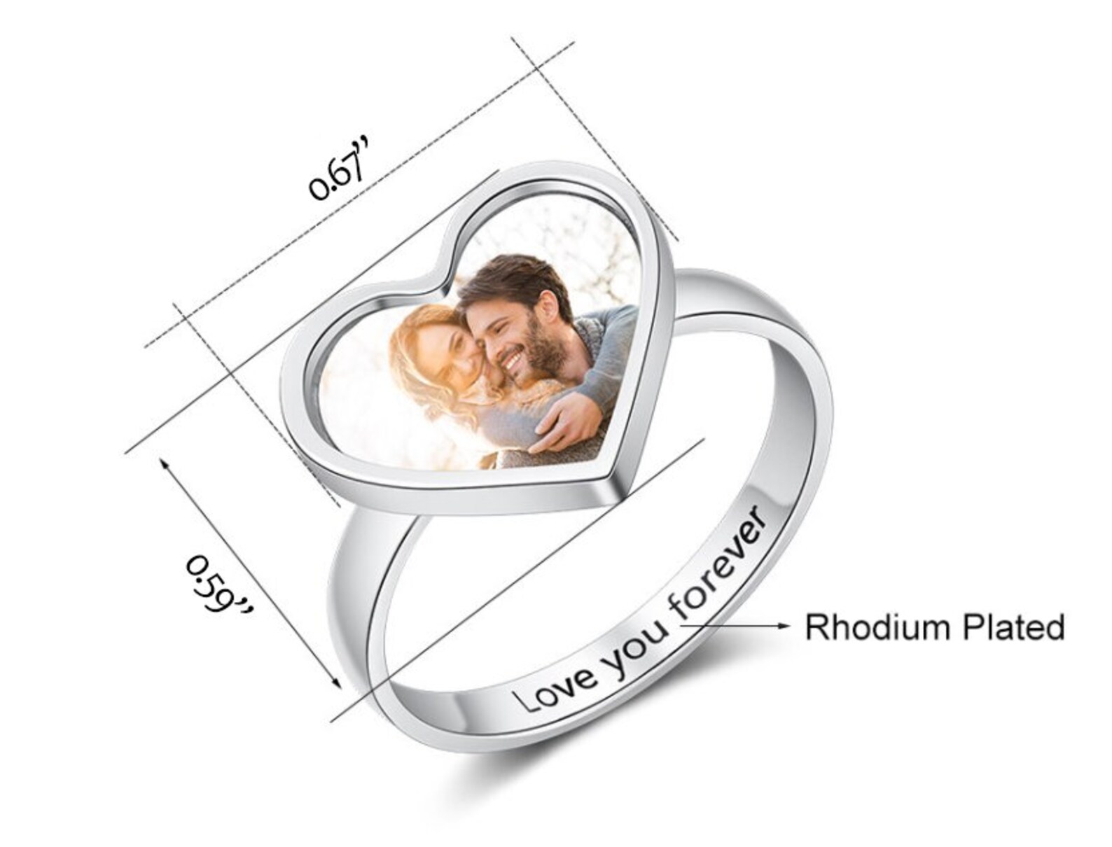 Customized Engraving Heart Rings for Women Personalized Photo - Etsy