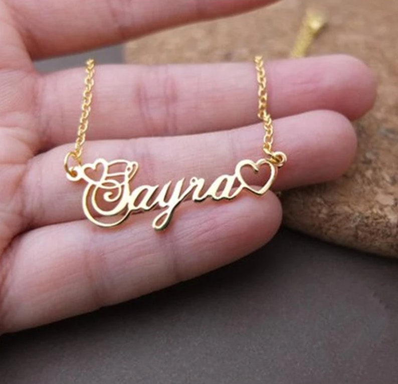 Tiny Heart Cursive Nameplate Necklaces Handmade Personalized - Etsy