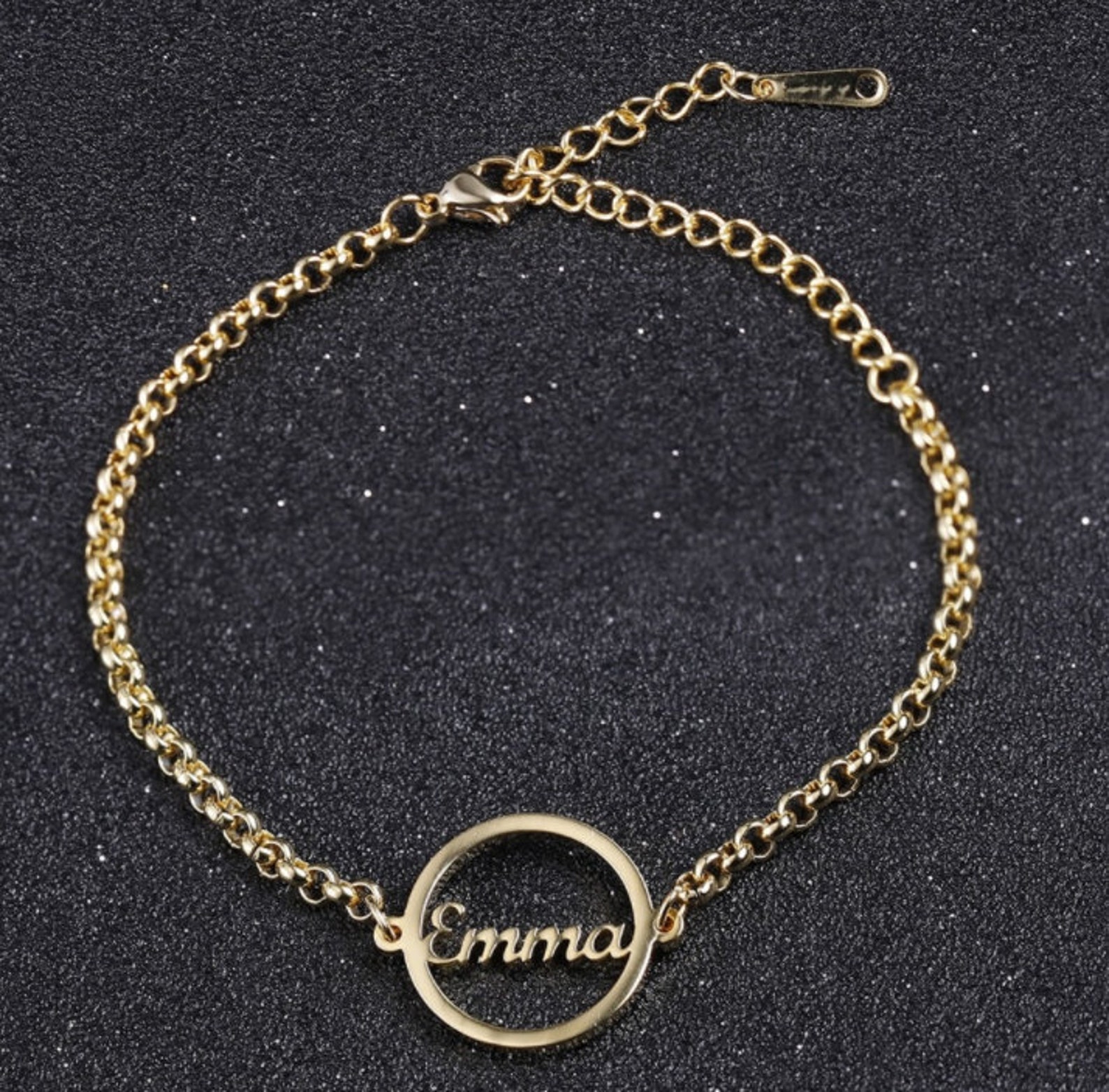 Personalized Name Bracelet Gold Color Customized Round | Etsy
