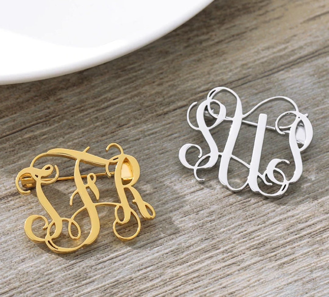 Custom Name Pin Monogram Initial Brooches Initial Letter Lapel - Etsy
