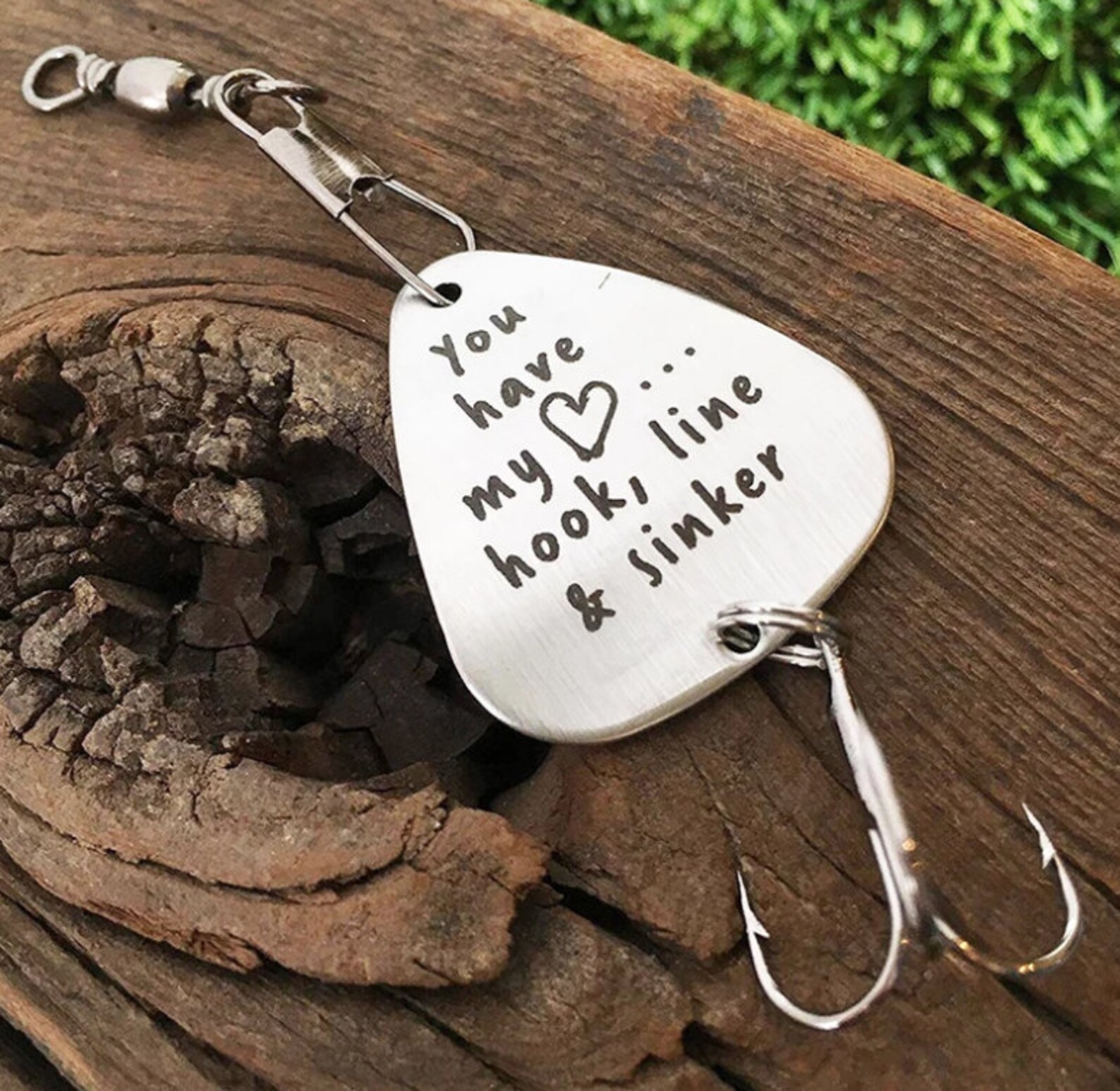 Fishhook Custom Name Couple Keychain Stainless Steel Engraved | Etsy