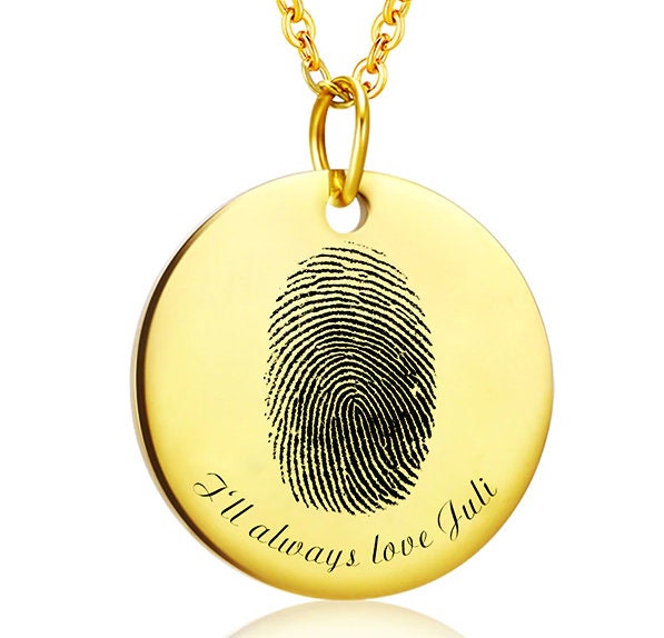 Custom Fingerprint Necklace Personalized Stainless Steel - Etsy