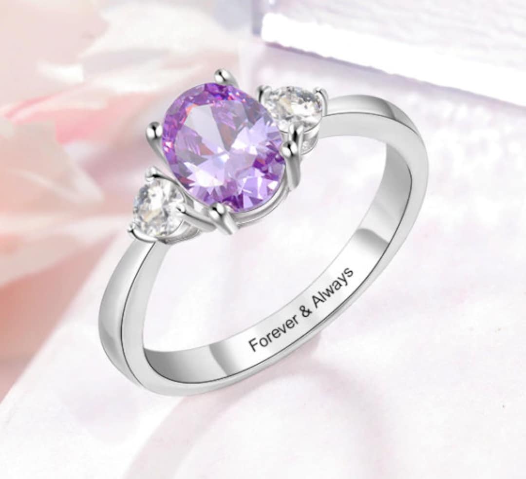 Classic Customized Oval Birthstone Rings for Women - Etsy