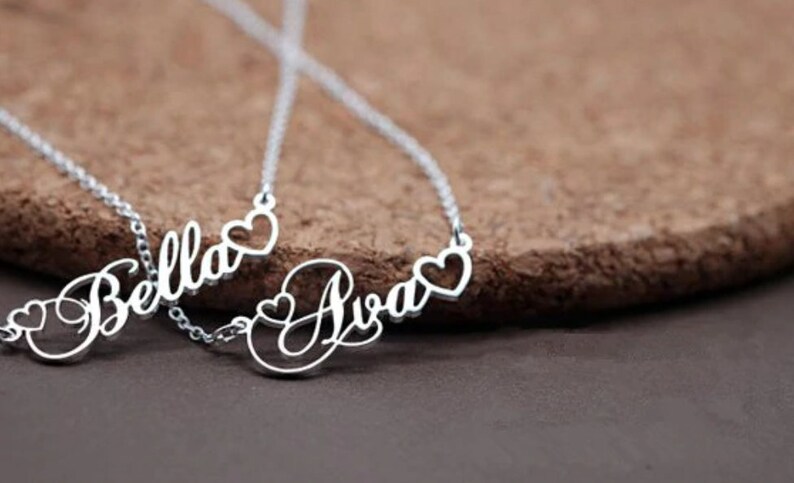 Tiny Heart Cursive Nameplate Necklaces Handmade Personalized - Etsy