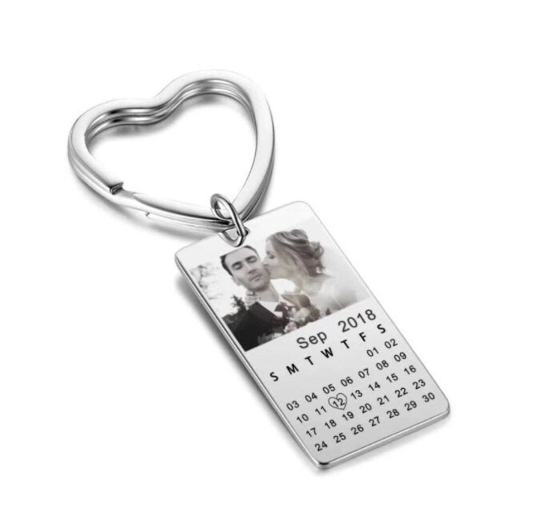 Personalized Custom Photo & Date Key Chains Fashion - Etsy