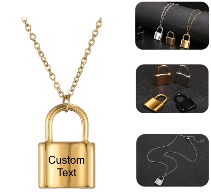 Custom Name Square Lock Necklaces for Women Friendship Couple - Etsy