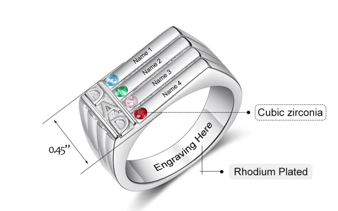 Personalized Silver Color Engraved Name Rings for Men - Etsy