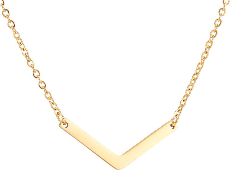 Fashion V Letter Shape Geometric Pendant Necklaces Stainless - Etsy
