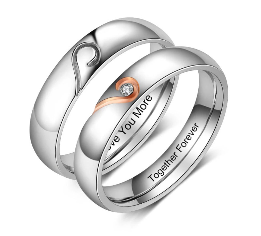Personalized Inner Engraving Name Promise Couple Rings for Women Men ...