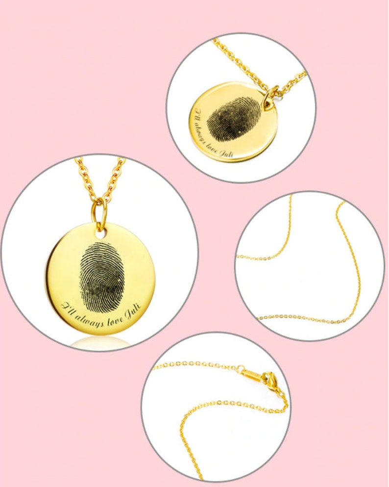 Custom Fingerprint Necklace Personalized Stainless Steel - Etsy
