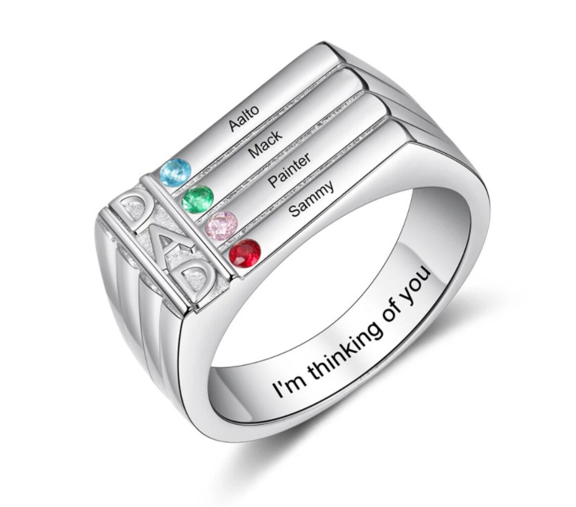 Personalized Silver Color Engraved Name Rings for Men - Etsy