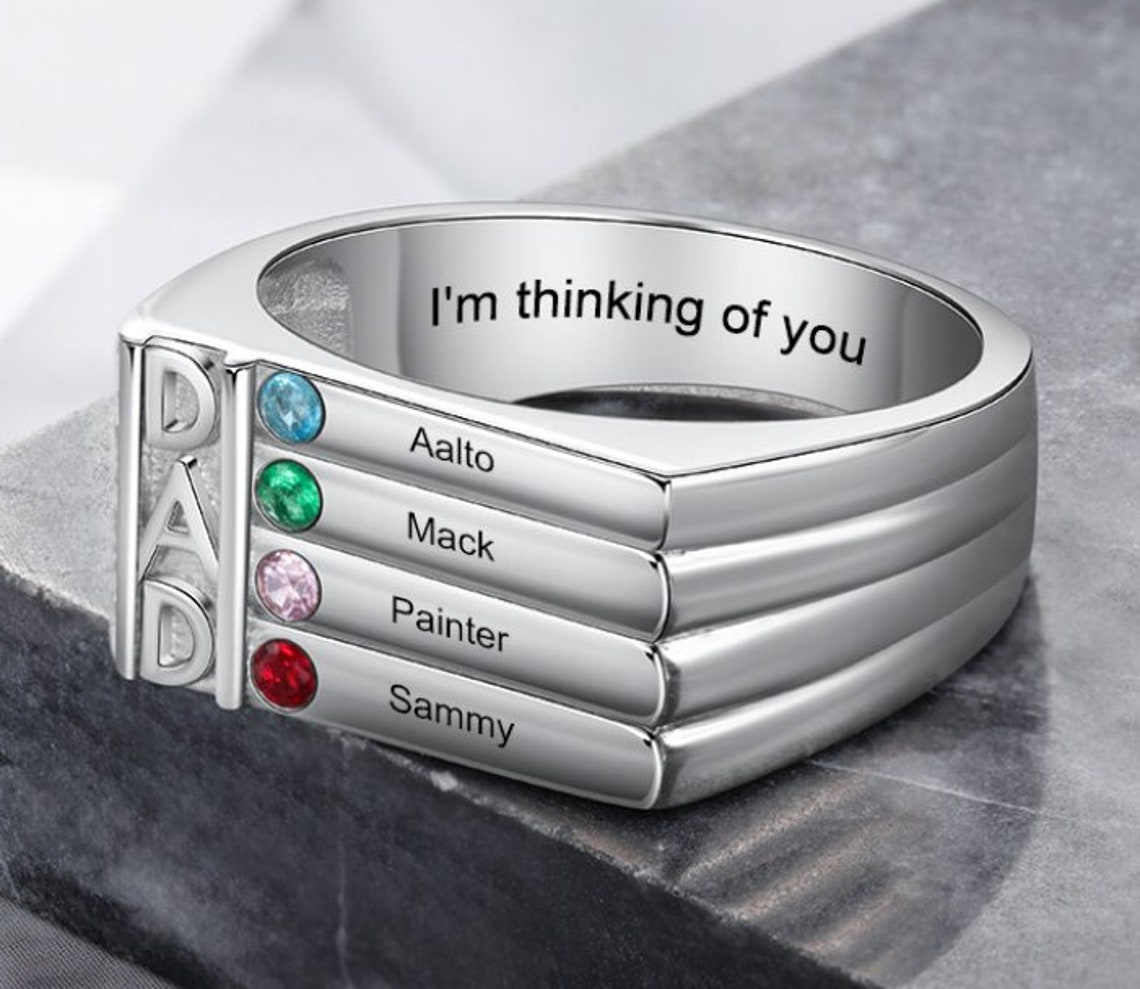 Personalized Silver Color Engraved Name Rings for Men - Etsy