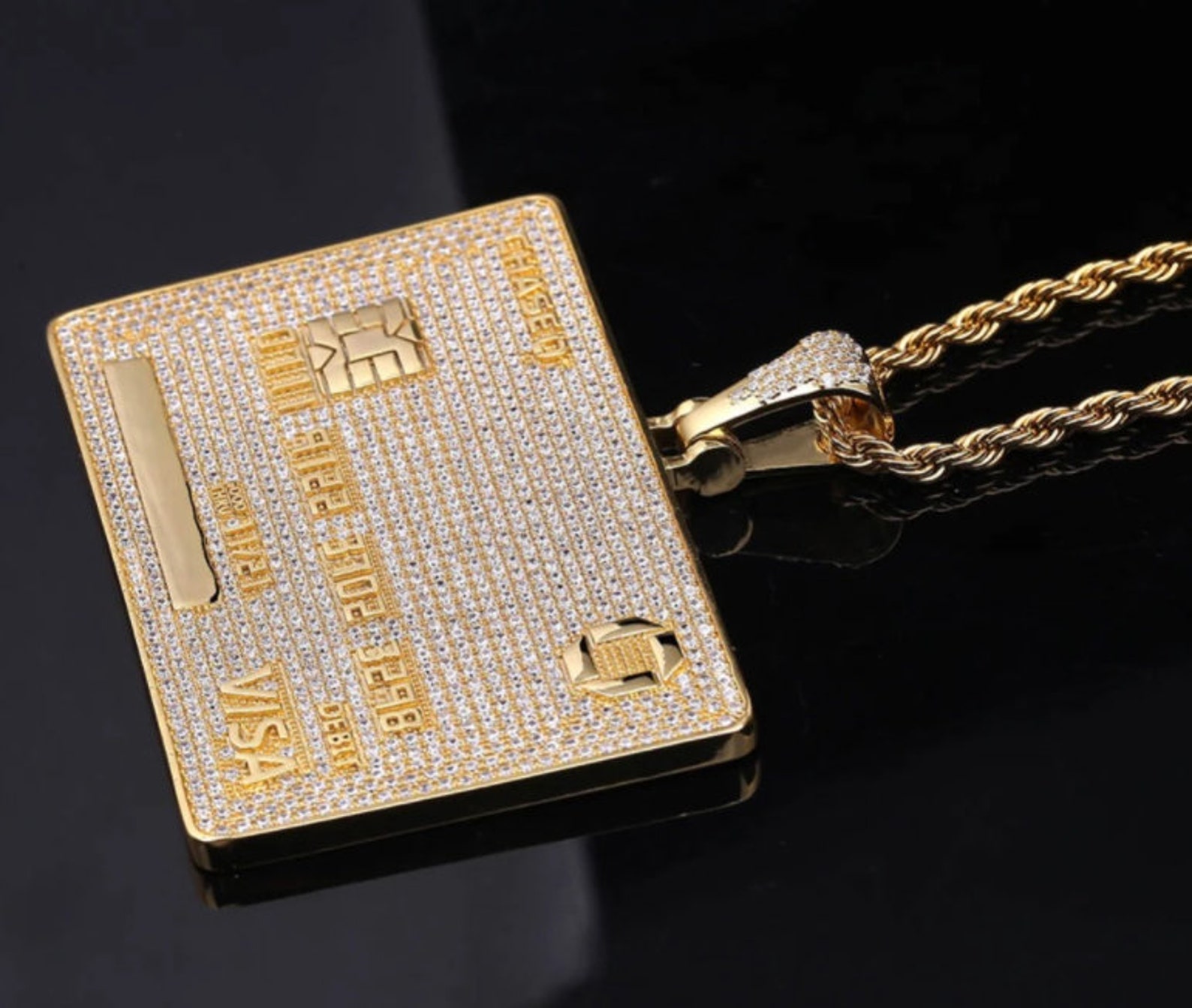 Custom Name Iced Out Credit VISA Card Pendant Necklace AAA - Etsy