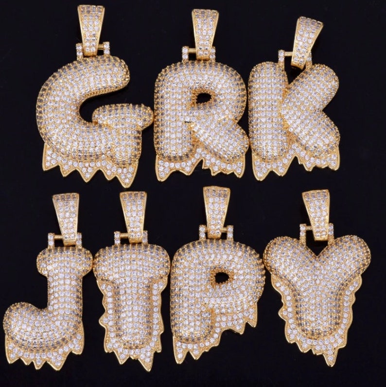 Custom Name Drip Bubble Letters Charms Necklaces & Pendant - Etsy