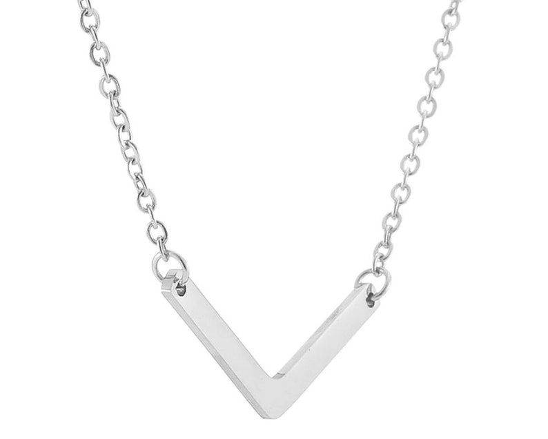 Fashion V Letter Shape Geometric Pendant Necklaces Stainless - Etsy