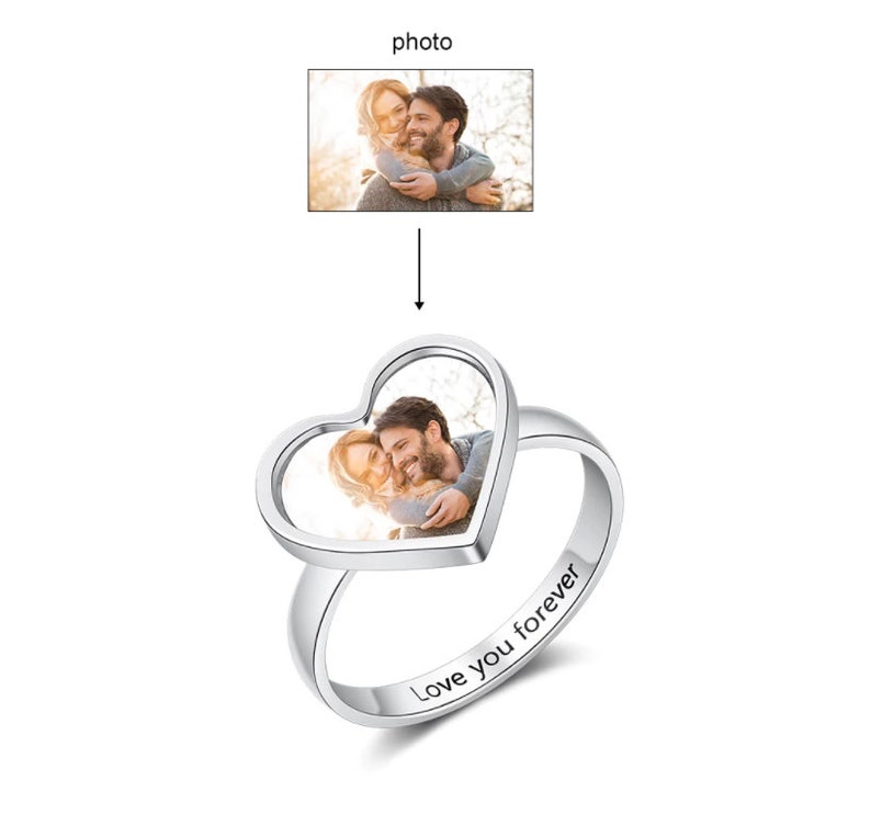 Customized Engraving Heart Rings for Women Personalized Photo - Etsy