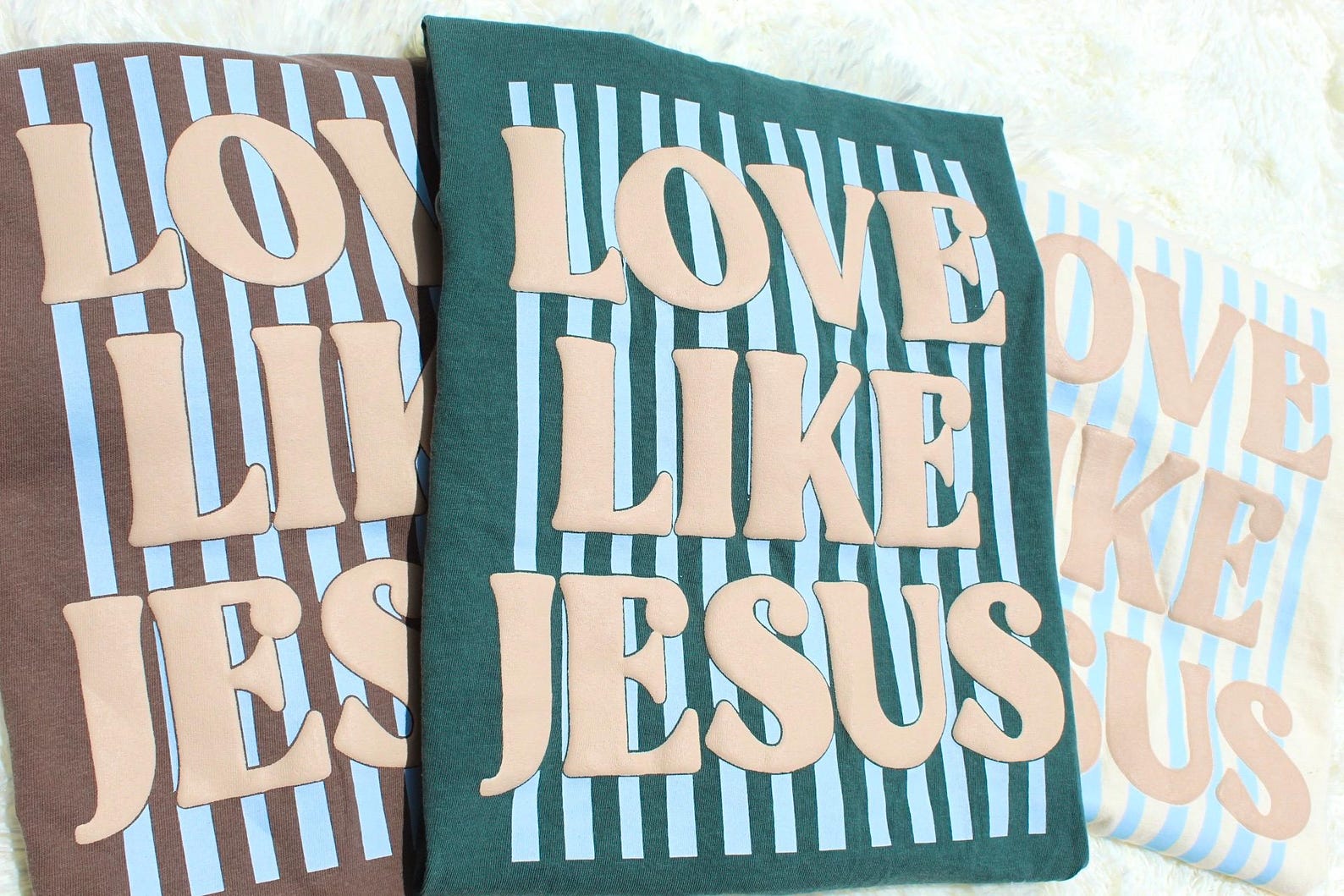 Love Like Jesus Striped Puff Print Comfort Colors Tshirts and ...