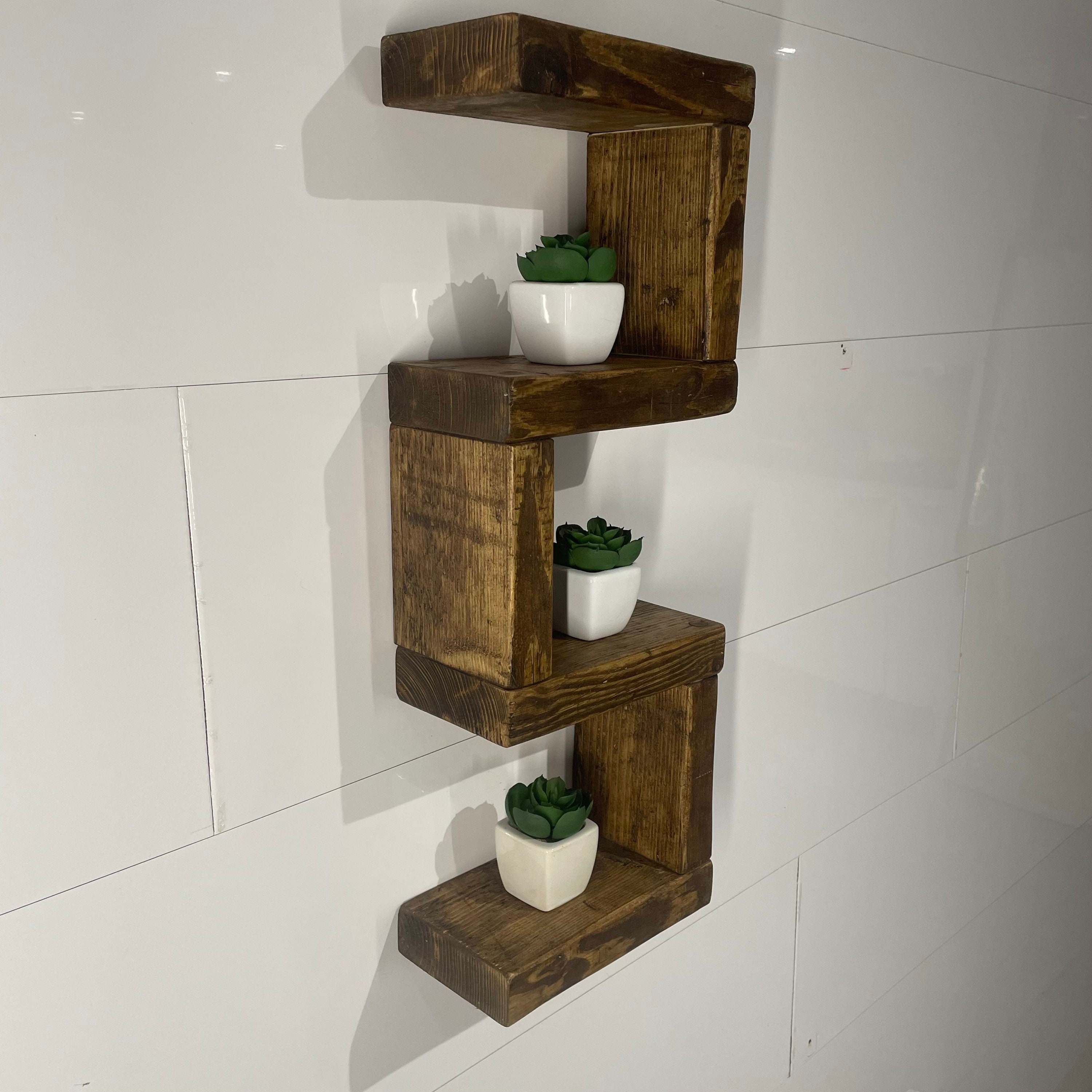 Horizontal Rustic Step Shelves Geometric Rustic Shelving - Etsy