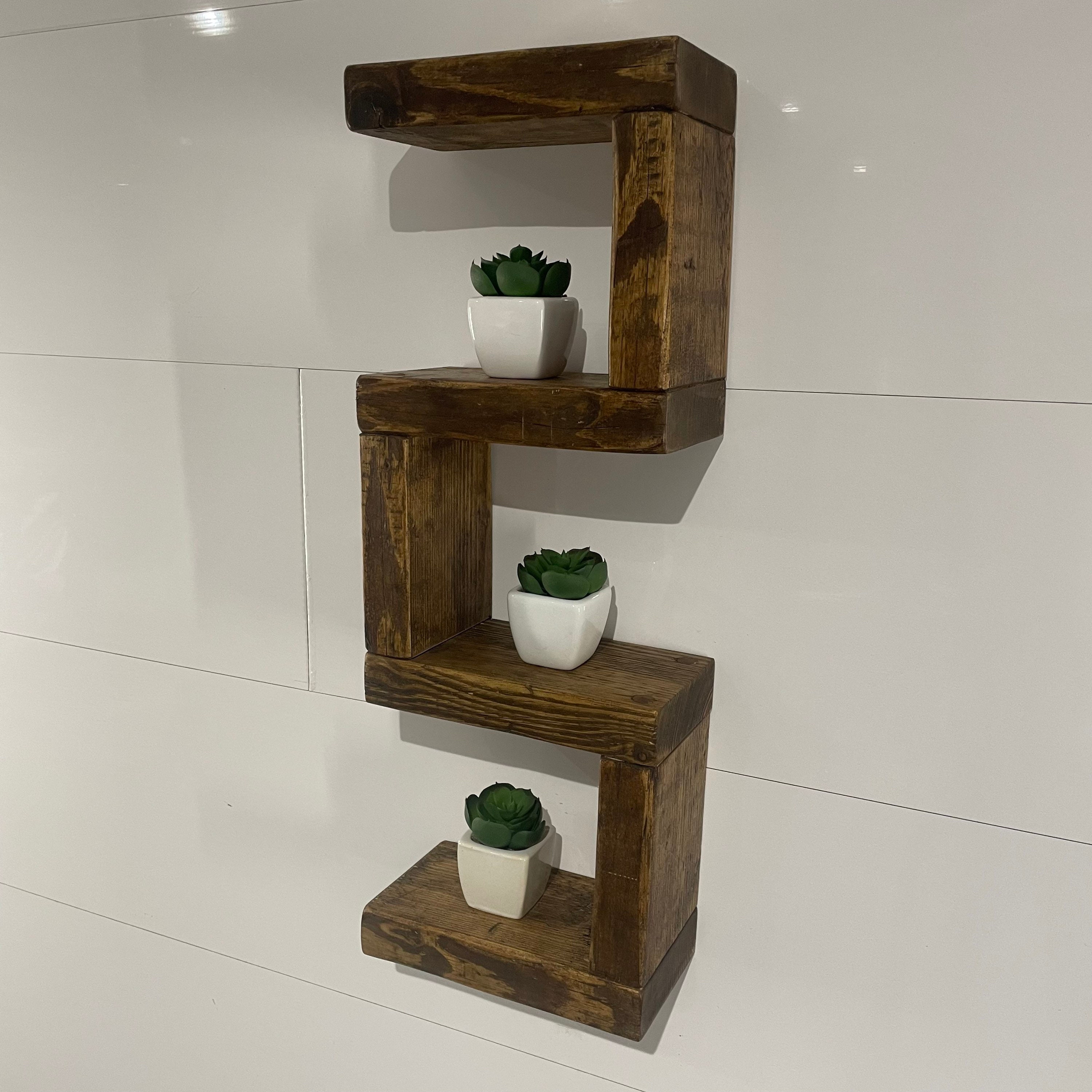 Horizontal Rustic Step Shelves Geometric Rustic Shelving - Etsy
