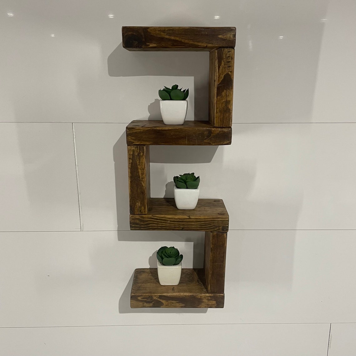 Horizontal Rustic Step Shelves Geometric Rustic Shelving - Etsy