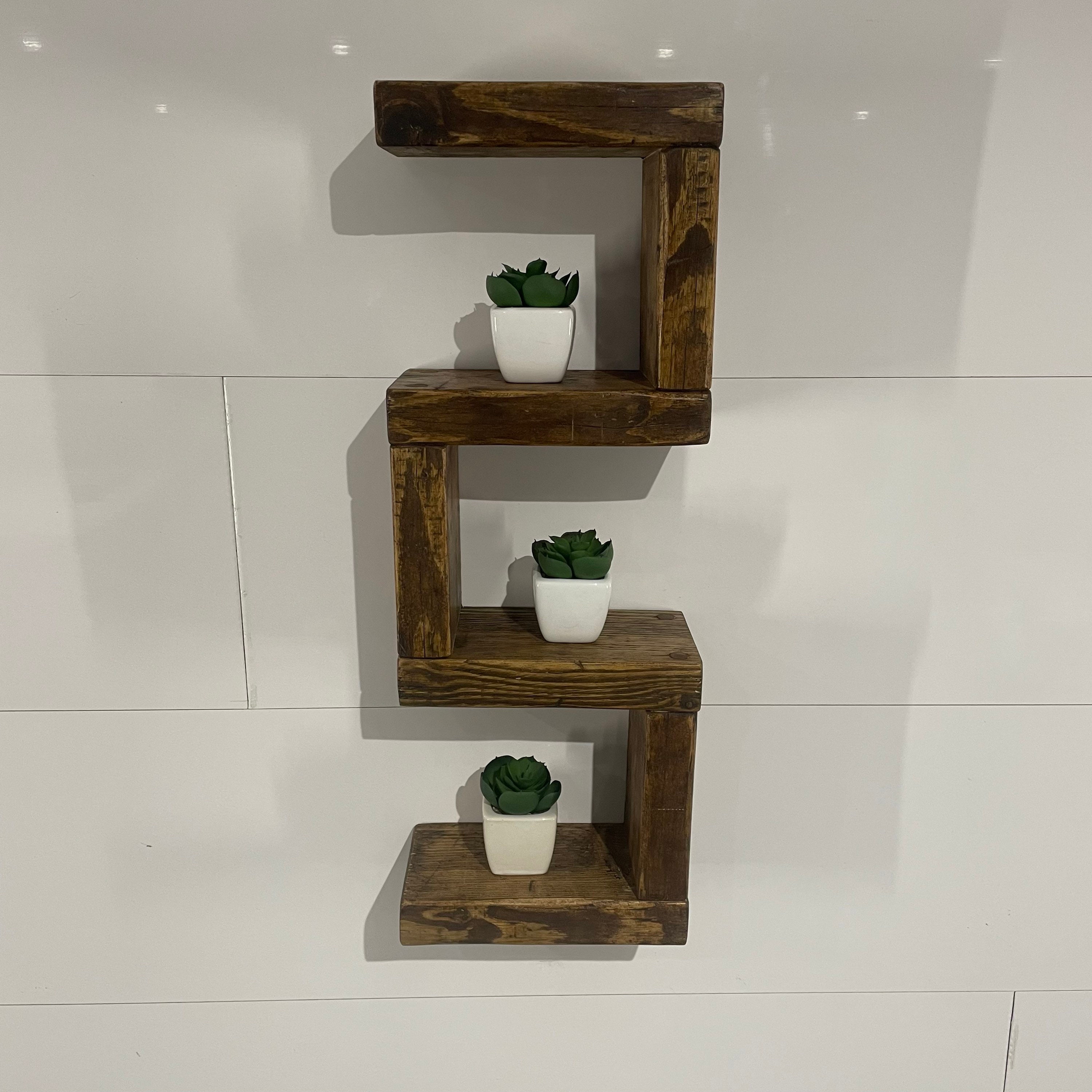Horizontal Rustic Step Shelves Geometric Rustic Shelving - Etsy