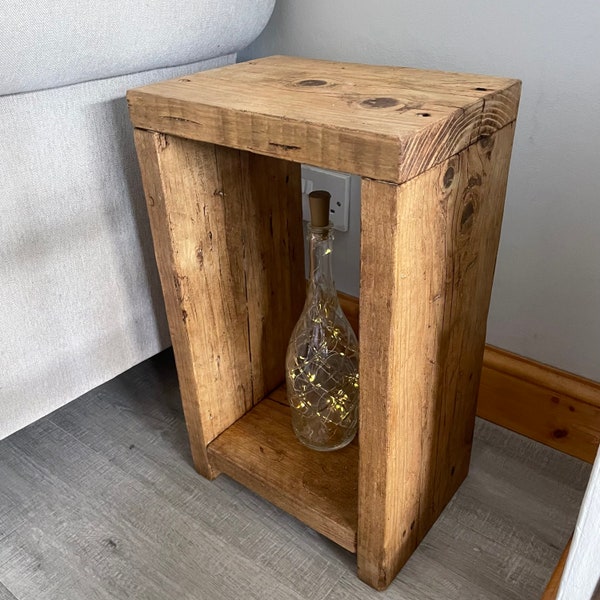 Rustic Reclaimed Wood Side Table - Etsy