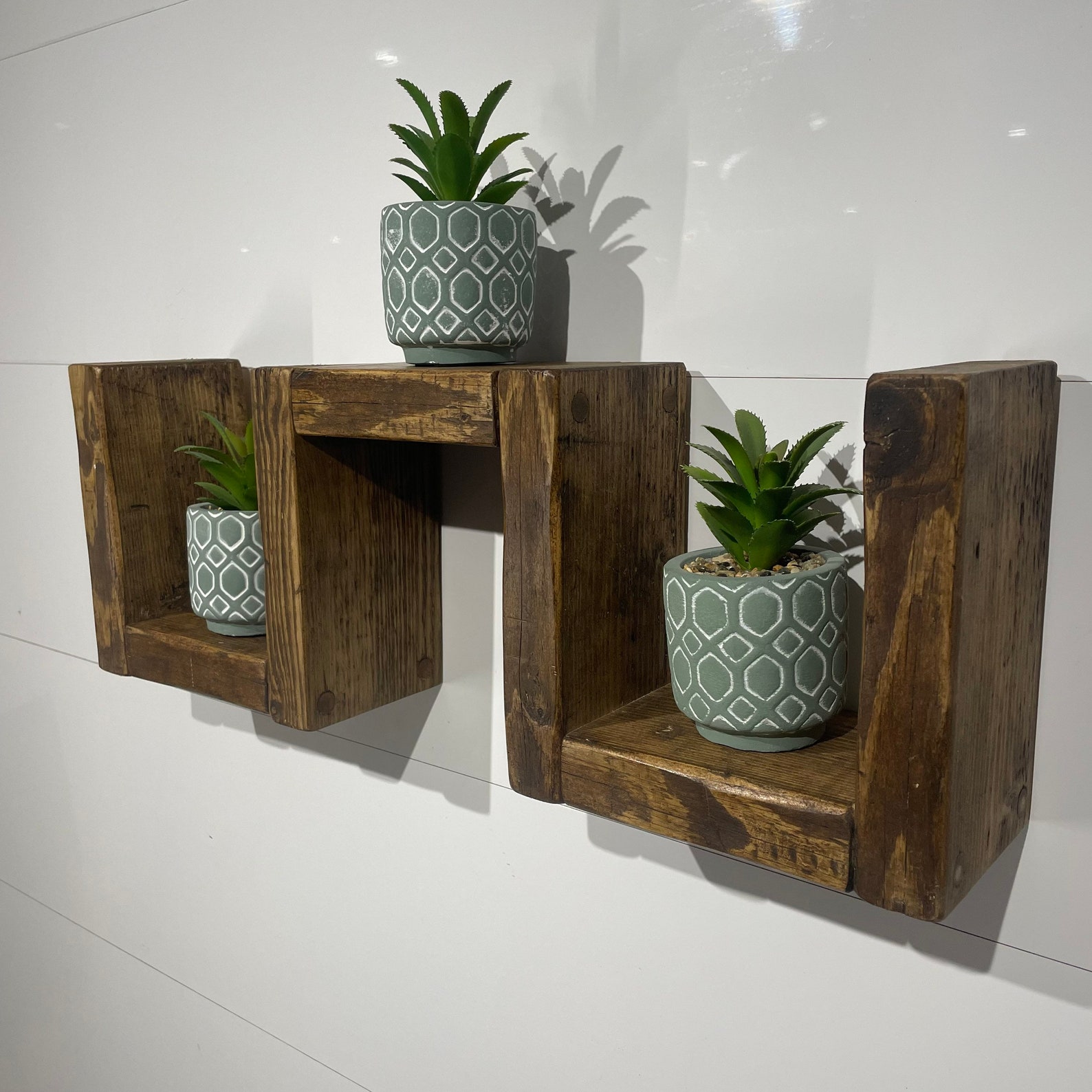 Horizontal Rustic Step Shelves Geometric Rustic Shelving - Etsy