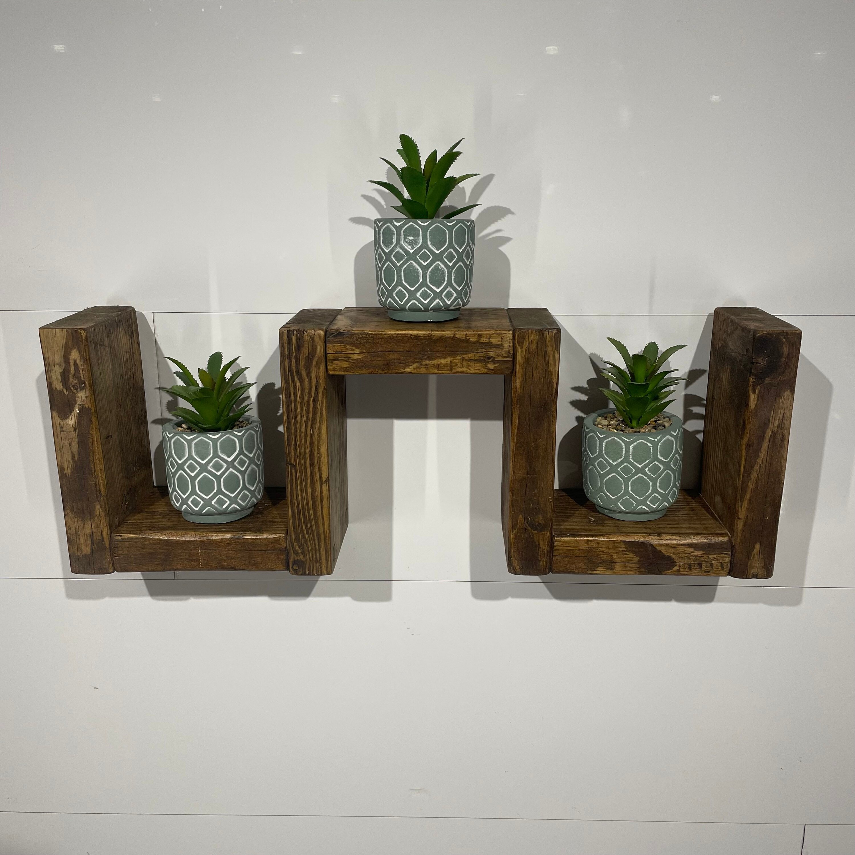 Horizontal Rustic Step Shelves Geometric Rustic Shelving - Etsy