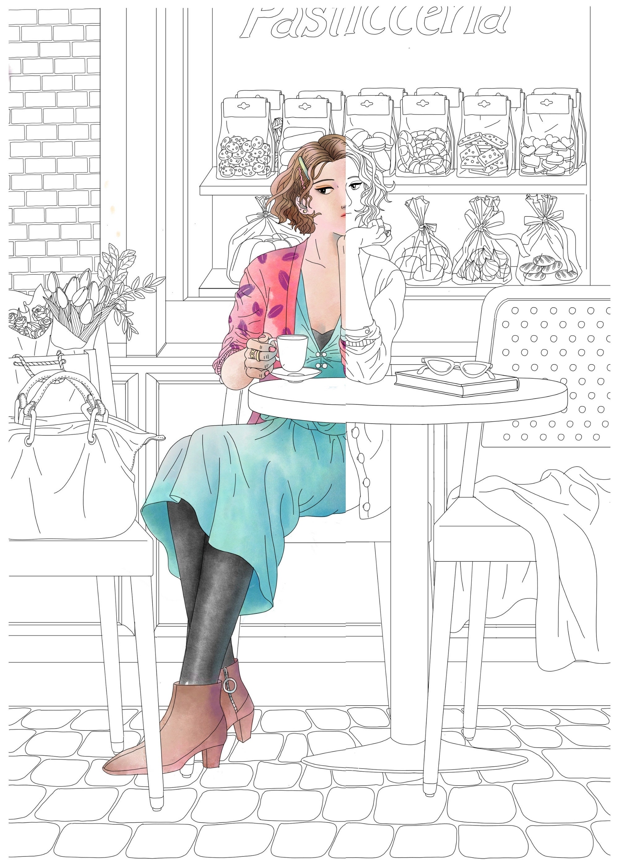 Daily Life in the City-printable Coloring Pages for Woman,coloring ...