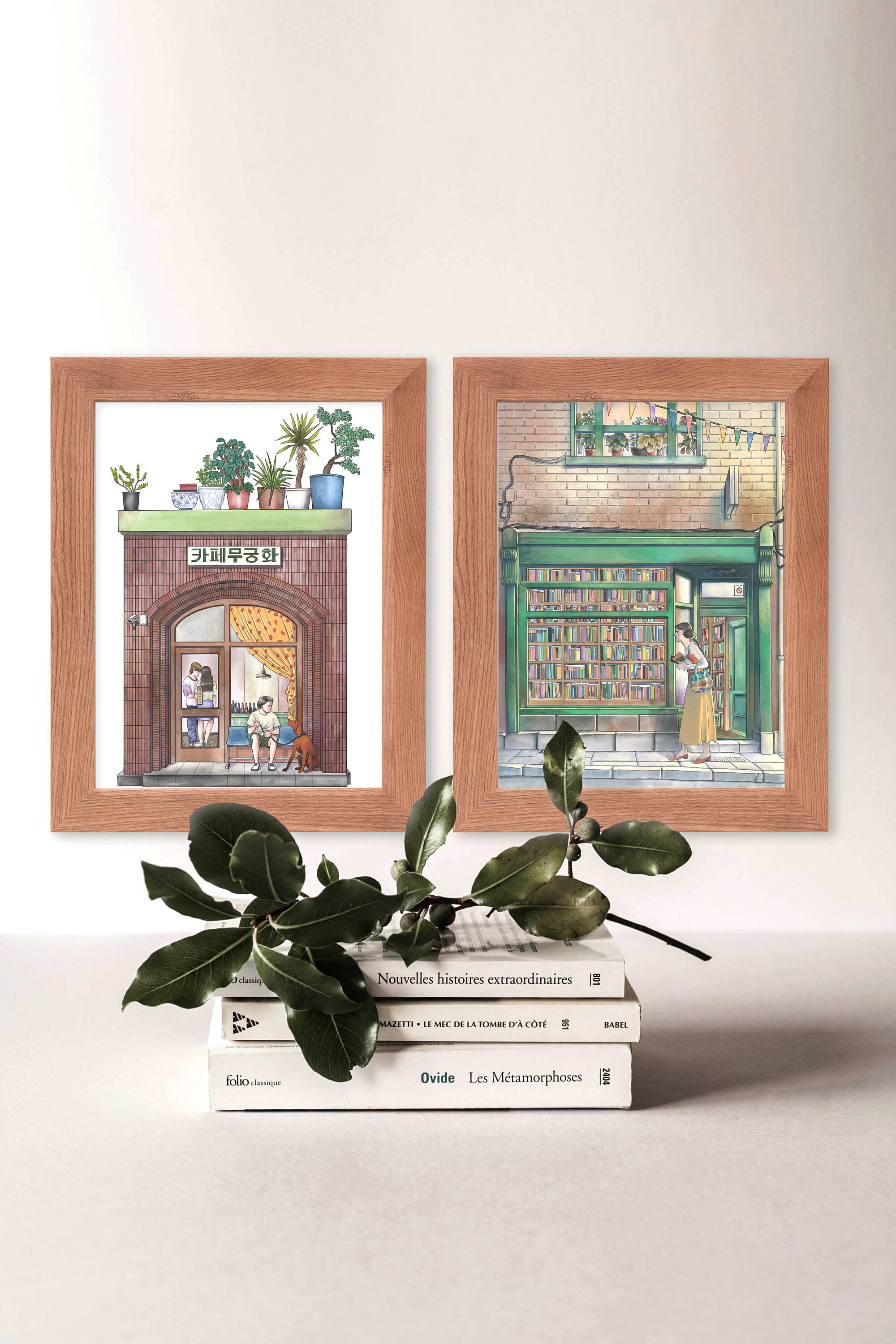 A Small Bookstore on the Street-printable Art Print,vintage Art Print ...