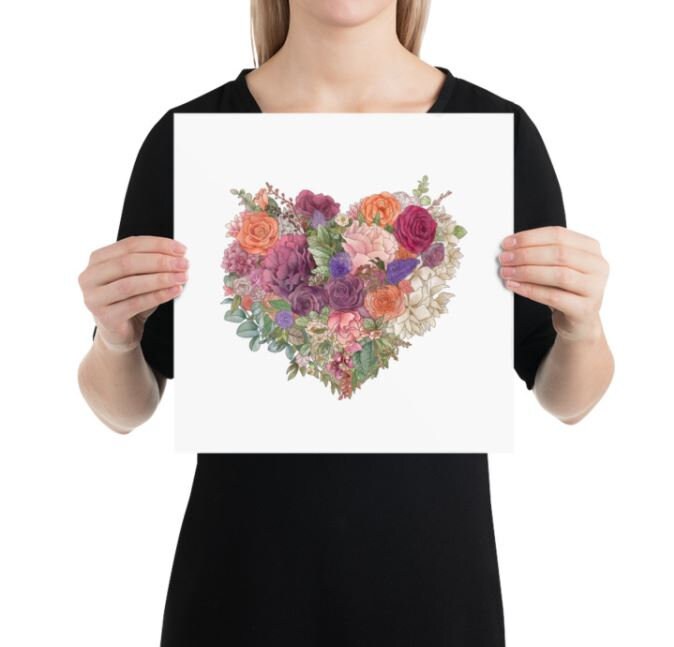 Autumn Floral Heart PNG-Wedding clipart | Etsy