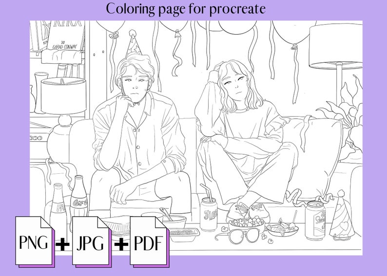 The Party is Over -printable Coloring Pages for Adult. - Etsy