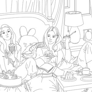 Slumber Party -printable Coloring Pages for Adult. - Etsy