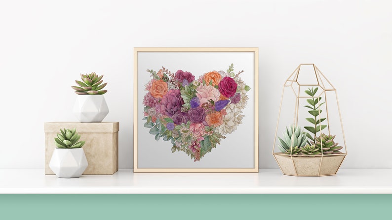 Autumn Floral Heart Png-wedding Clipart - Etsy