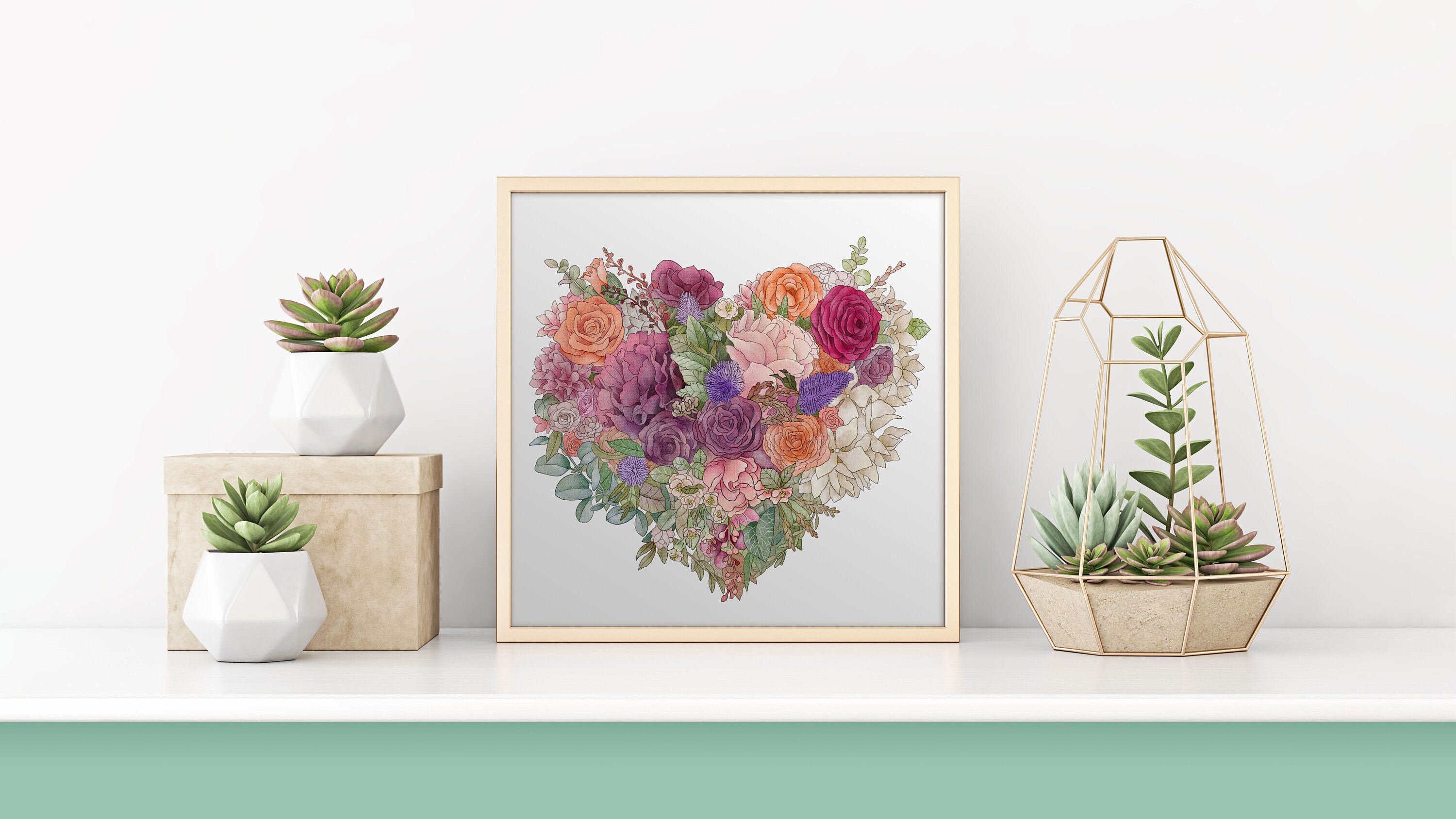 Autumn Floral Heart PNG-Wedding clipart | Etsy