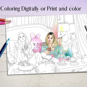 Slumber Party -printable Coloring Pages for Adult. - Etsy