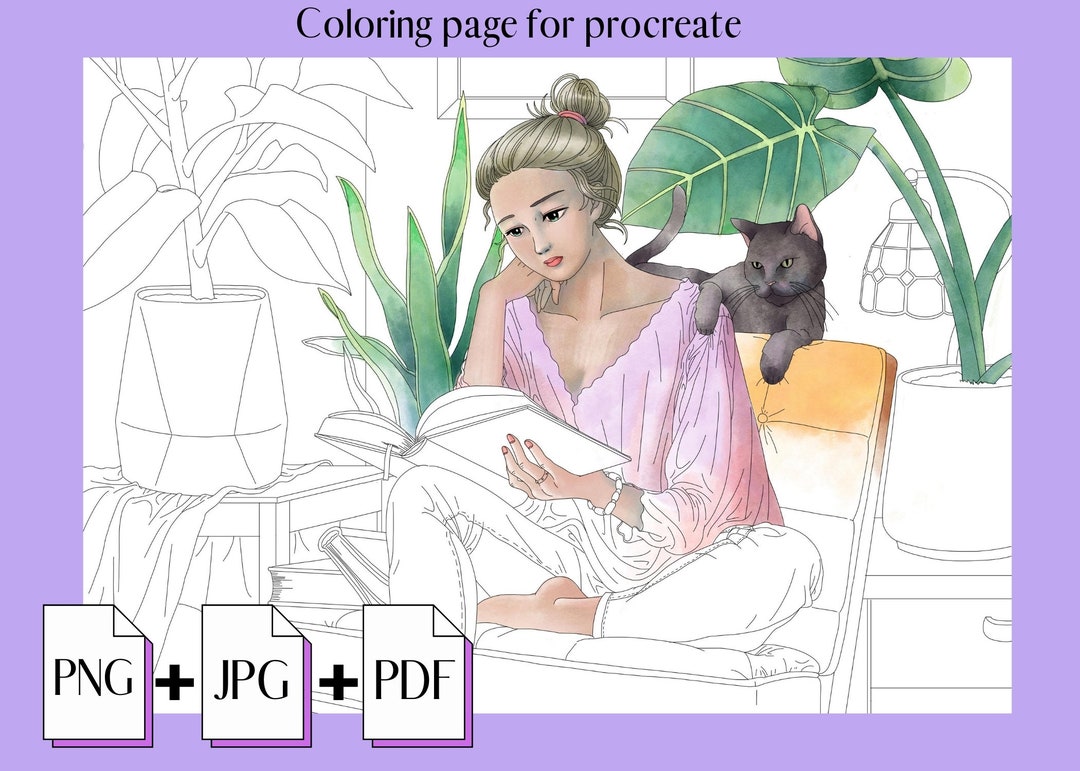 Rest Time at Home Printable Coloring Pages,adult Coloring Sheet,kids ...