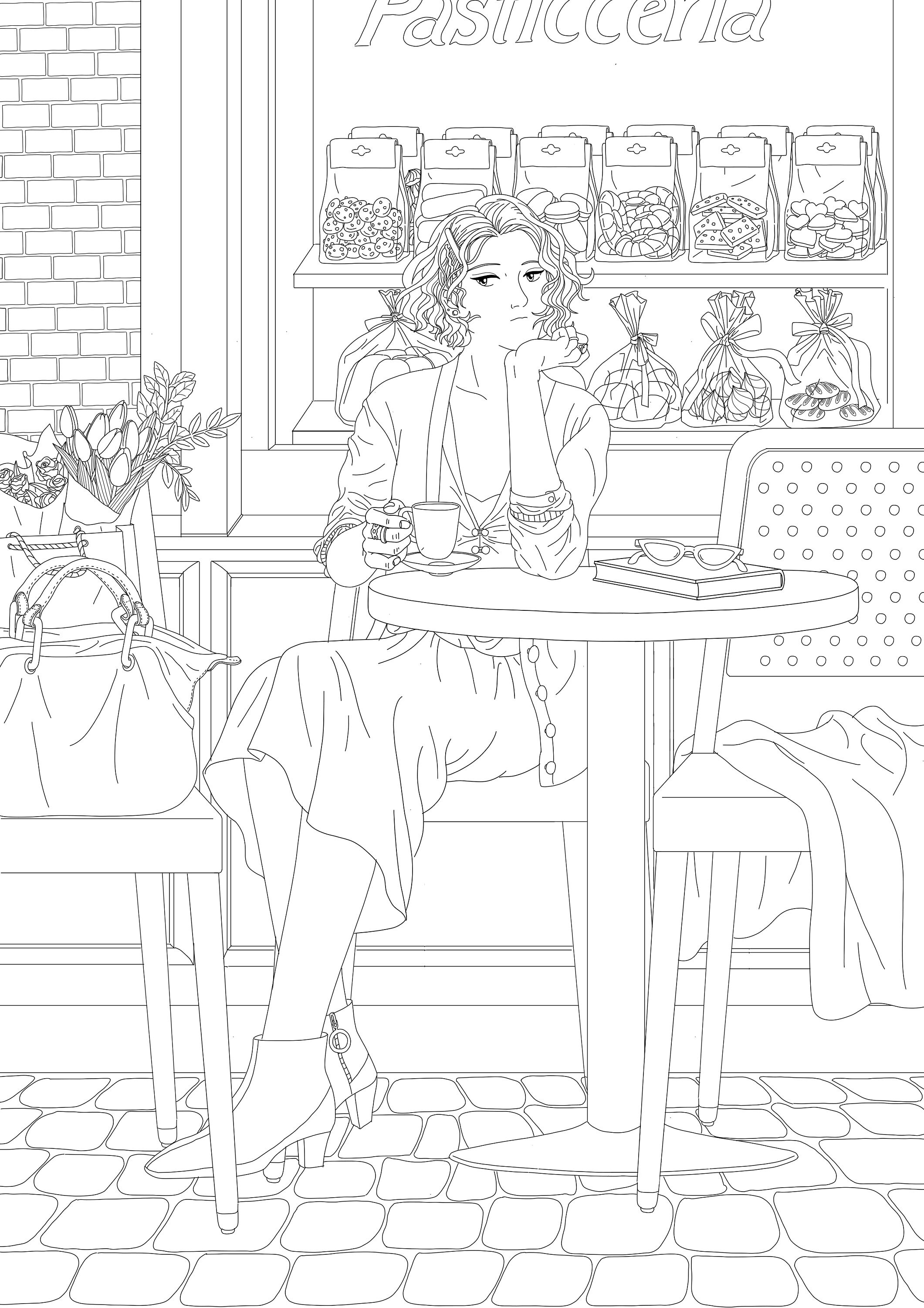 Daily Life in the City-printable Coloring Pages for | Etsy