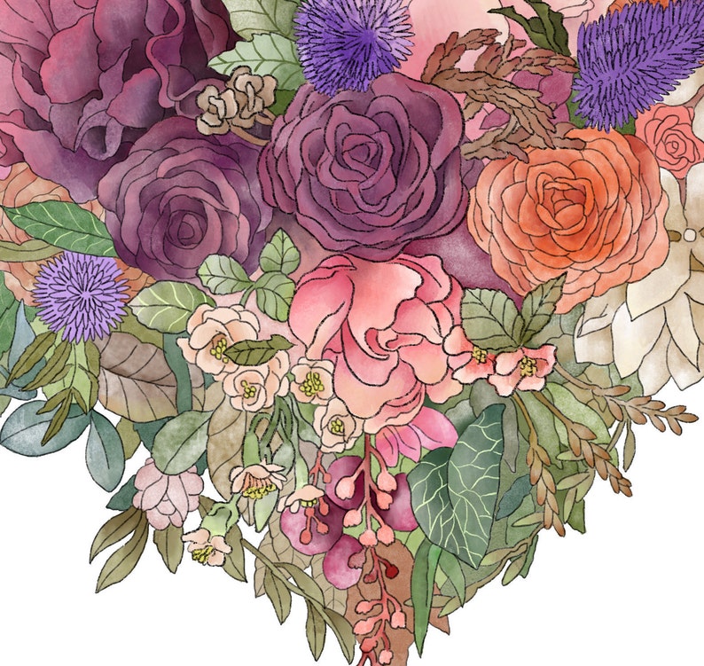 Autumn Floral Heart Png-wedding Clipart - Etsy