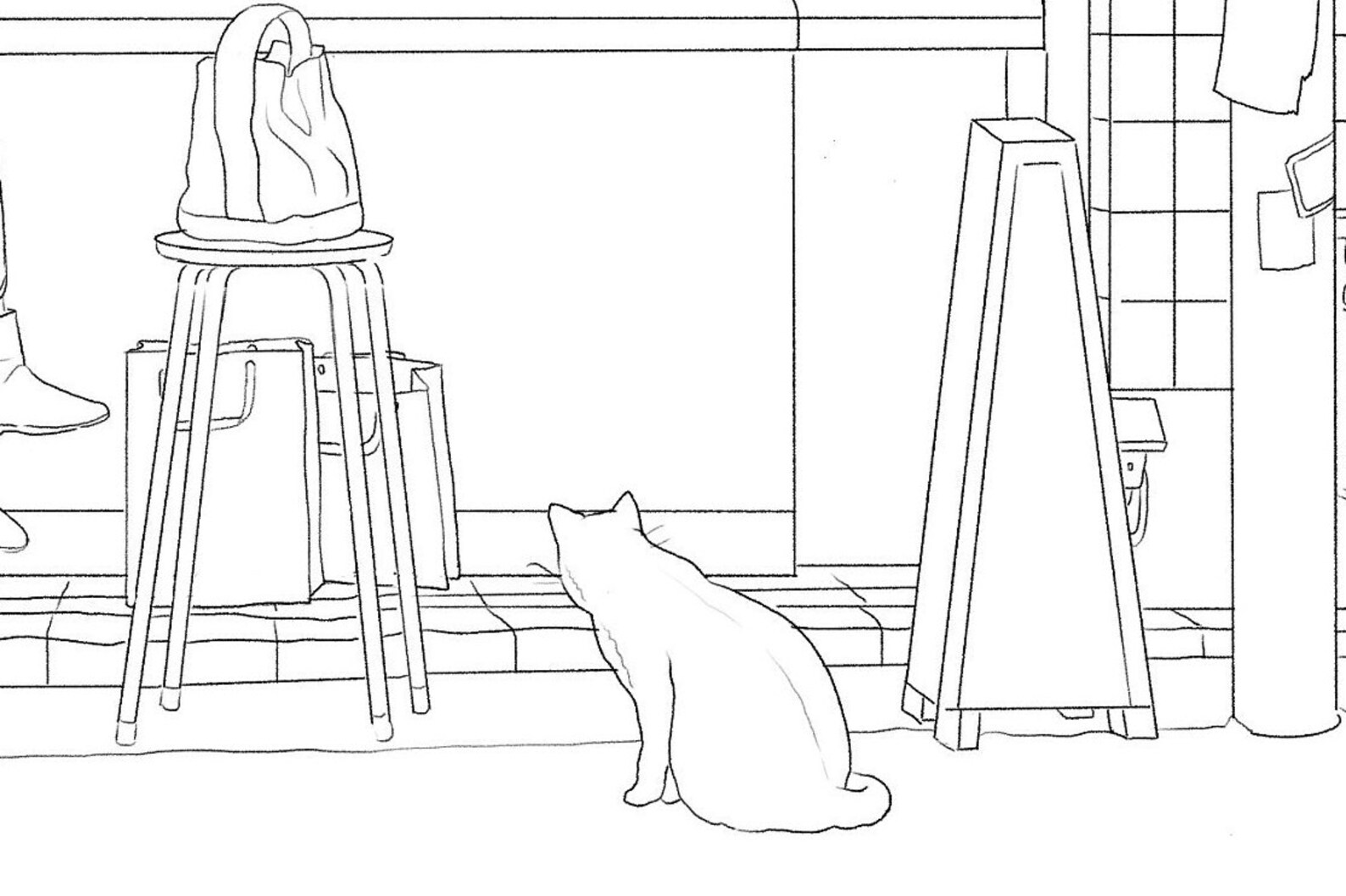 Sweet Night, A Small Drink Bar on the Street Printable Coloring Page ...