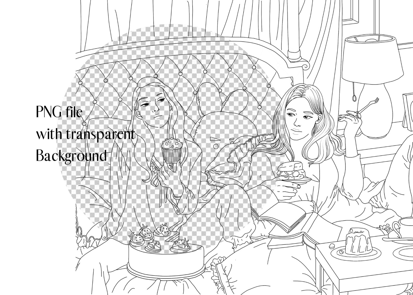 Slumber Party printable Coloring Pages for Adult. | Etsy